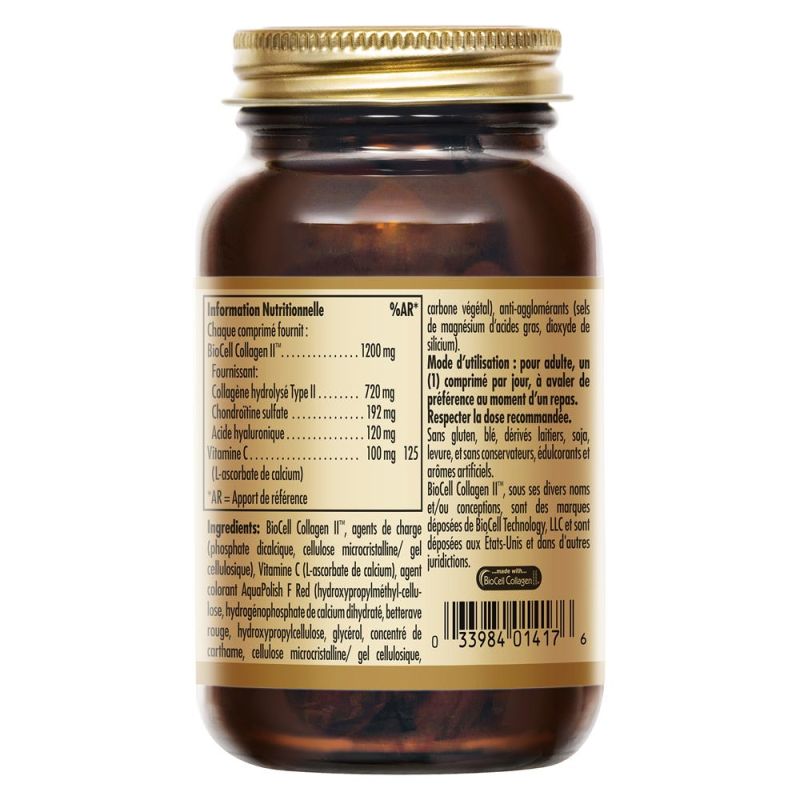 SOLGAR COMPLEXE COLLAGÈNE - ACIDE HYALURONIQUE 30 comprimés